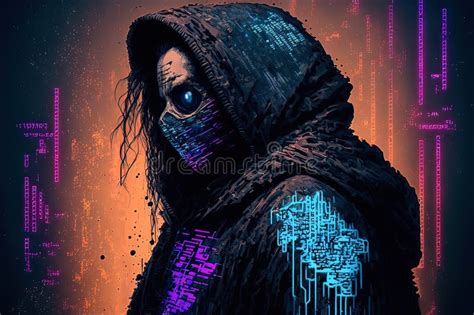 Fantastic Portrait Of A Hacker Cyber Security Internet Concept Stock