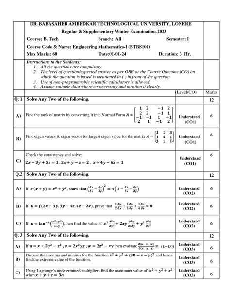 engineering mathematics i pdf eigenvalues and eigenvectors algebra