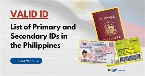 Valid Id List Of Primary And Secondary Ids In The Philippines