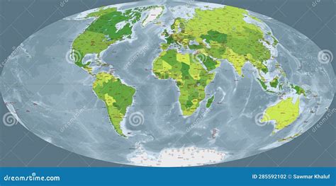 Political World Map Aitoff Projection Stock Vector Illustration Of Africa Continent 285592102