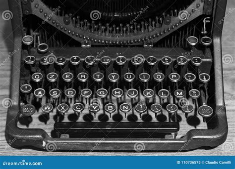 Black And White Vintage Typewriter Stock Image Image Of White Keyboard 110736575