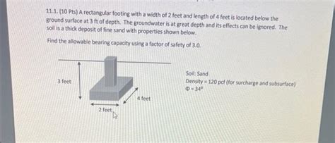 solved 11 1 10 pts a rectangular footing with a width of