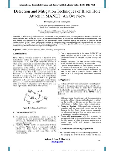 Pdf Detection And Mitigation Techniques Of Black Hole Attack In Manet An Overview Dokumentips