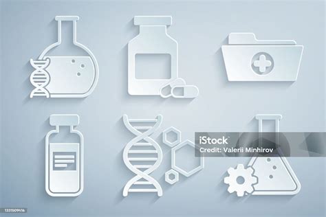 세트 유전 공학 건강 기록 폴더 의료 바이알 앰플 생명 공학 의학 병 및 알 약 및 Dna 연구 검색 아이콘 벡터 0명에 대한 스톡 벡터 아트 및 기타 이미지 Istock