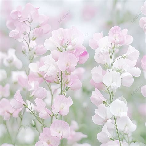흐릿한 배경을 가진 들판에 부드러운 분홍색과 흰색 달콤한 완두콩 꽃 완두콩 꽃 분홍색 하얀색 배경 일러스트 및 사진 무료 다운로드 Pngtree