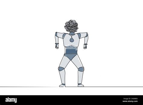 Single Continuous Line Drawing Robot With Round Scribbles Instead Of Head Emotional Robot In