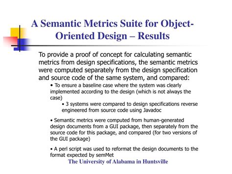 Ppt Examining A Semantic Metrics Suite For Object Oriented Design Powerpoint Presentation Id