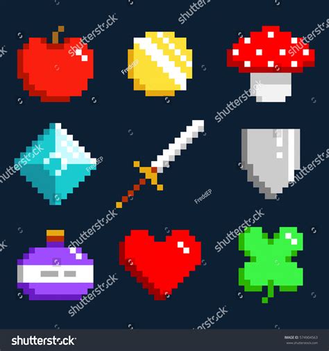 Set Minimalistic Pixel Art Vector Objects Stock Vector Royalty Free Shutterstock