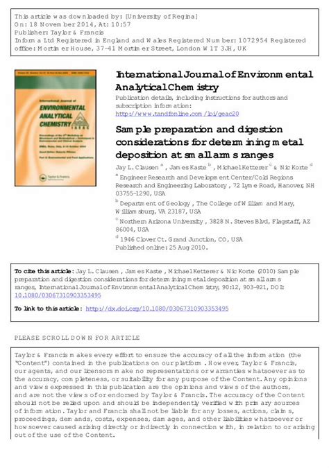 Pdf Sample Preparation And Digestion Considerations For Determining