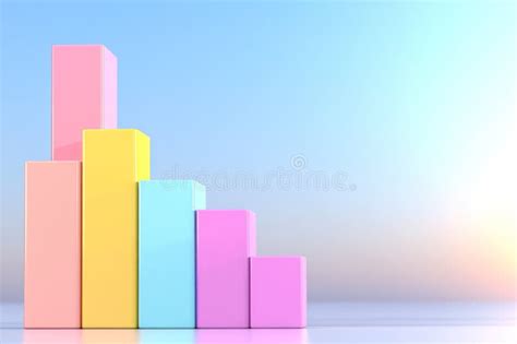 Pastel Colored Three Dimensional Bar Graph Render On White Background