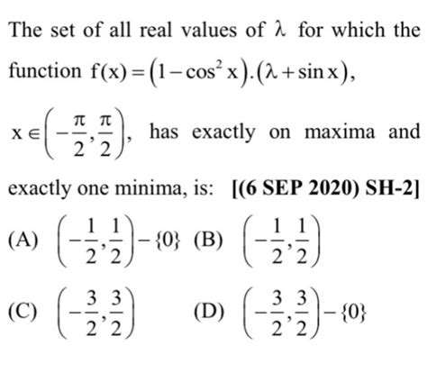 The set of all real values of λ for which the function f x cos x λ