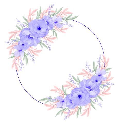 圆圈水彩花框 花框 水彩花 花的素材圖案PSD和PNG圖片免費下載
