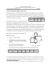 Prelab3 FET Amplifier DC 2022 Pdf University Of Massachusetts Department Of Electrical And