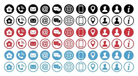 연락처 아이콘이 있는 소셜 미디어 로고 세트 프리미엄 벡터