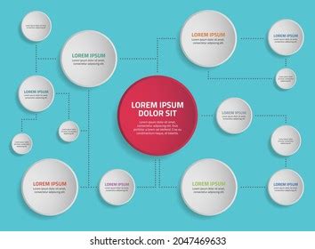 Mind Map Visualization Template Red Gray Stock Vector Royalty Free