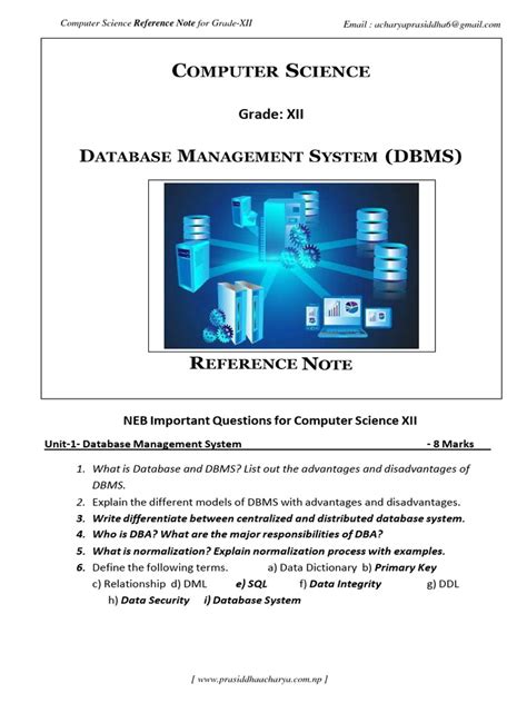 Neb Class 12 Computer Notes Download Free Pdf Databases Database Index