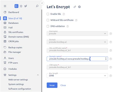 ispmanager web server and site control panel