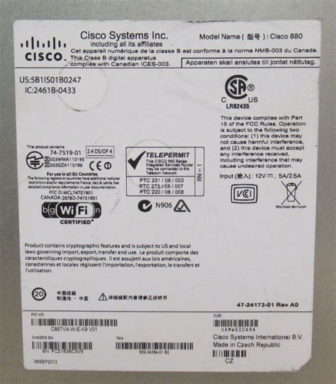 Cisco 800 Series C887va W E K9 880vaw Isr Integrated Services Router 1u