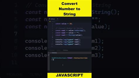 Convert Number To String 🔥 Javascript Short Shorts Youtubeshorts Youtube