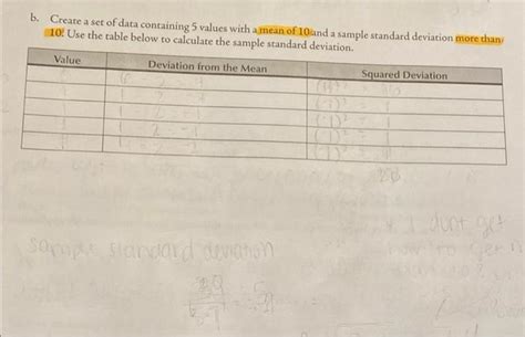 Solved B Create A Set Of Data Containing 5 Values With A