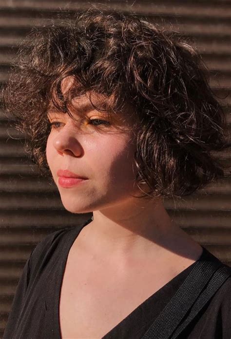 Creative Inspirations For Bob Haircut Styles Natural Curly Bob With Bangs