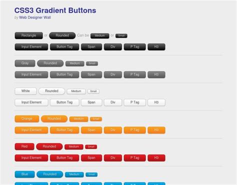 Css3 Button多组渐变按钮样式css3 Gradient属性制作渐变按钮样式