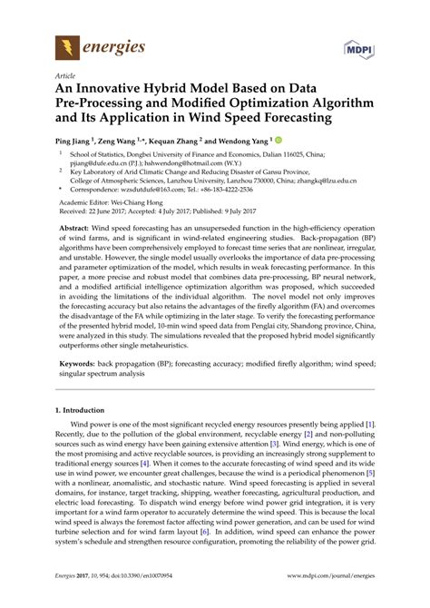 Pdf An Innovative Hybrid Model Based On Data Pre Processing And Modified Optimization