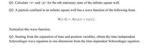 Solved Q1 Calculate And For The Nth Stationary State