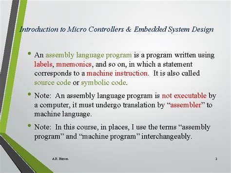Introduction To Micro Controllers Embedded System Design Assembly