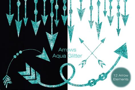 Aqua Glitter Arrow Graphics Bundle | Illustrations ~ Creative Market