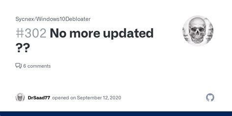 No More Updated · Issue 302 · Sycnexwindows10debloater · Github