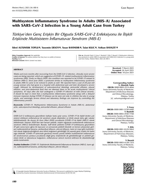 Pdf Multisystem Inflammatory Syndrome In Adults Mis A Associated
