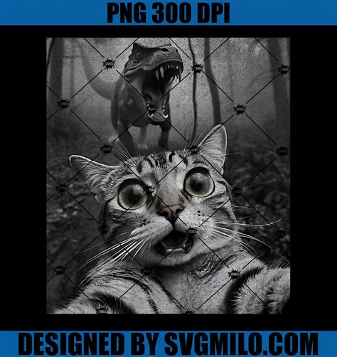 Funny Cat Dinosaur Selfie Png Scared Cat T Rex Chase Meme Png