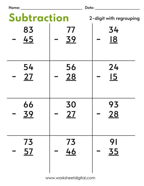 Free Printable Regrouping Math Worksheets Free Printables