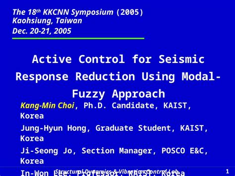 ppt structural dynamics and vibration control lab 1 kang min choi ph