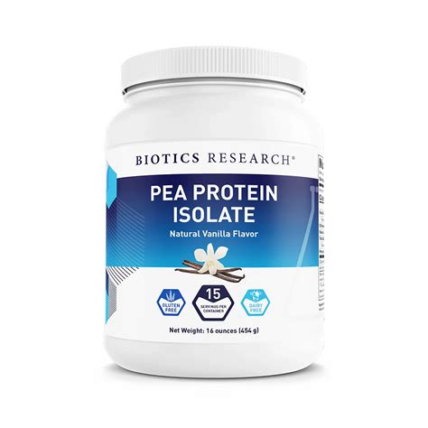 Pea Protein Isolate Natural Vanilla Flavor 16 Oz By Biotics Research
