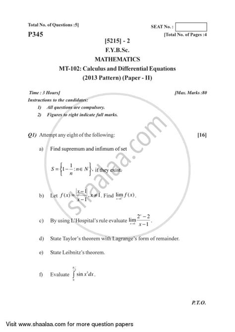 Calculus 1 Final Exam With Answers Pdf