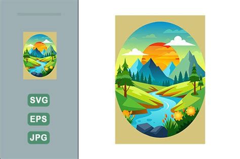 Cricle Vector Landscape Background Graphic By Wanda Design · Creative