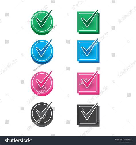 Check Mark Icon Set Circle Square 库存矢量图（免版税）2183467579 Shutterstock