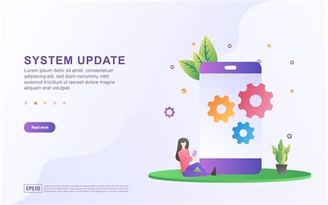 기어로 시스템 업데이트 및 화면 업데이트의 그림 개념 프리미엄 벡터