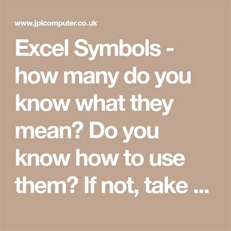 What Do Excel Symbols Mean