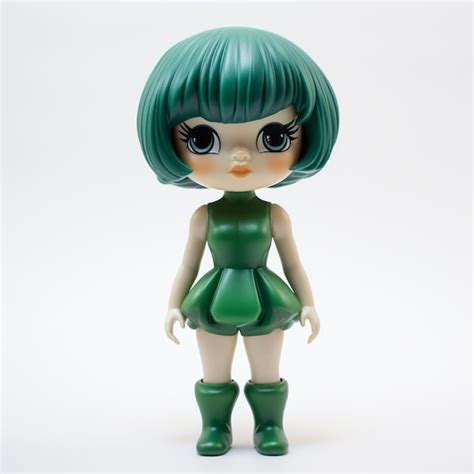 Premium Ai Image Isabella Stylistic Manga Doll With Short Green Hair