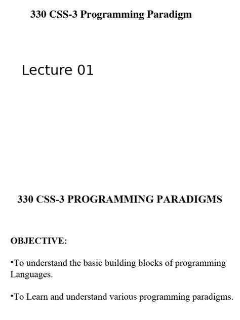 330css Lecture 01ppt Pdf Computer Programming Programming Paradigms