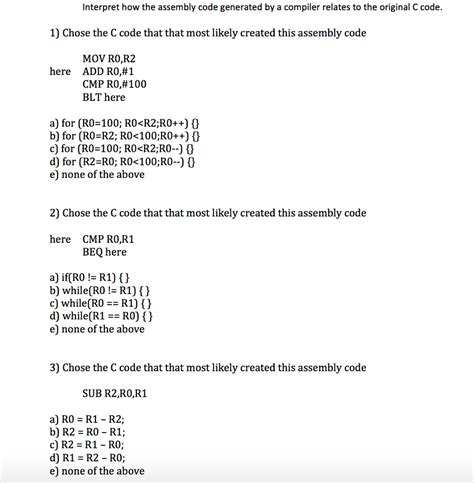 Solved Interpret How The Assembly Code Generated By A