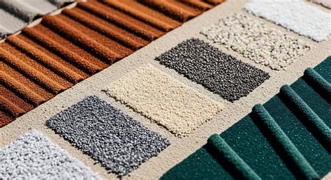 Roofing Material Samples Displaying Various Colors And Textures Stock