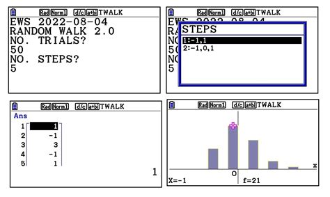 Eddies Math And Calculator Blog Casio Fx Cg 50 Random Walk Histogram