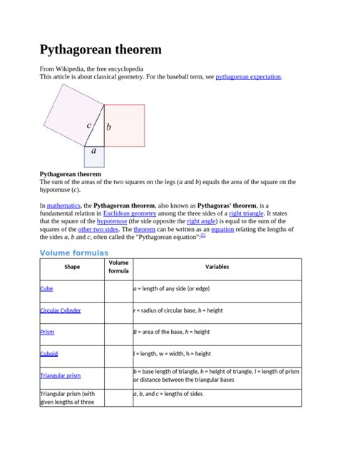 Pythagorean Theorem Pdf Sphere Area