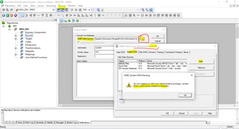 64bit odbc data source administrator is not showing in powercenter