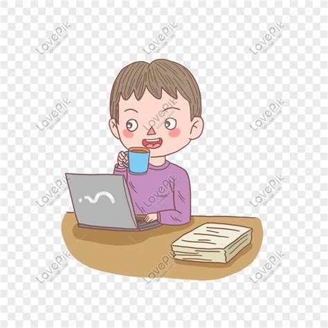 만화 손으로 그려진 문자 작업 남성 점원 Png 일러스트 무료 다운로드 Lovepik