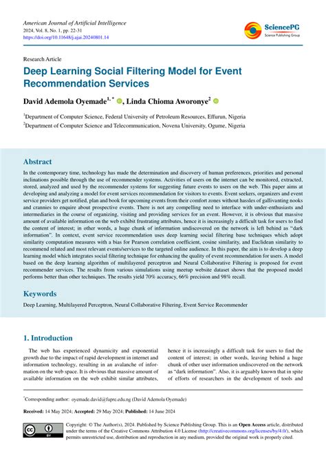 Pdf Deep Learning Social Filtering Model For Event Recommendation Services